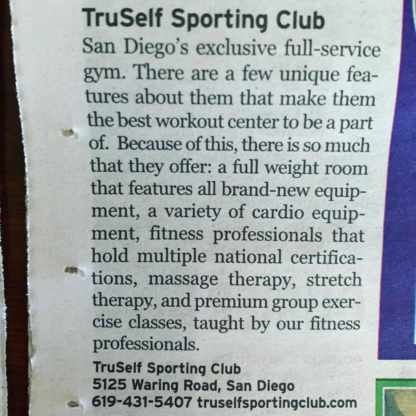 Best Gym in San Diego Award Winner - TruSelf Sporting Club